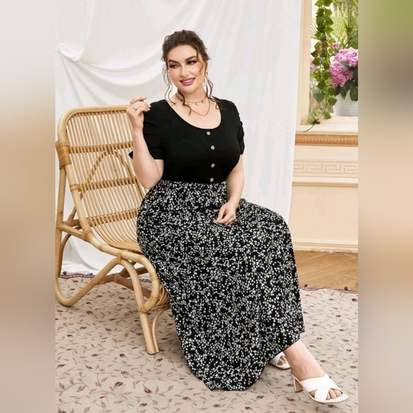 Mulvari | Dresses | Plus Size Mulvari Ditsy Floral Puff Sleeve Dress ...